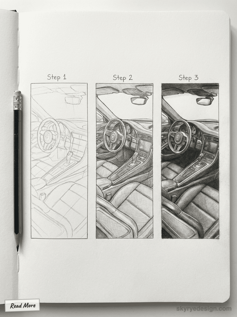 Car Interior Drawing: Automotive Sketches Designing the Future of Car