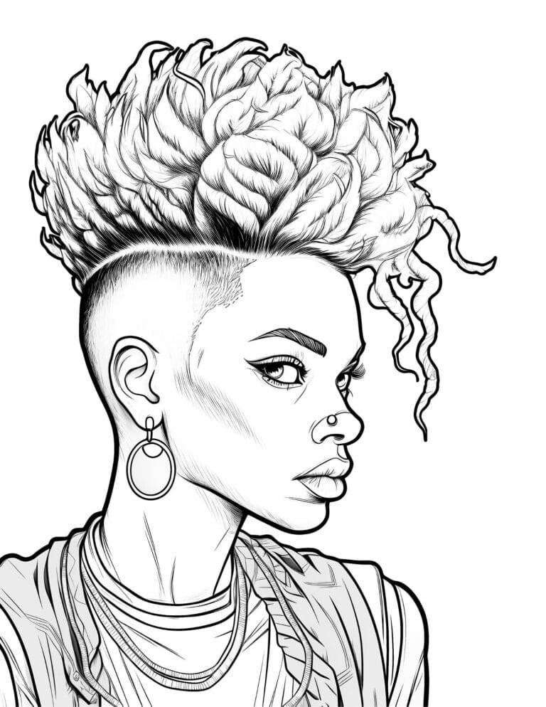 Baddie Coloring Pages: A Trendy Way to Relax and Unwind | Sky Rye Design