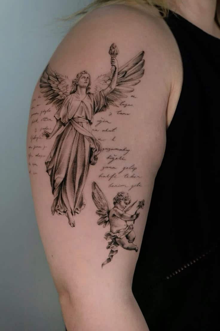 Beautiful Angel Tattoos with Deep Meaning | Sky Rye Design