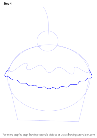 How to Draw Cupcake with Cherry Step-by-Step for Beginners