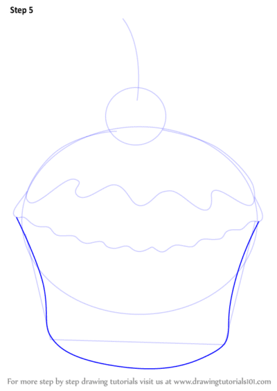 How to Draw Cupcake with Cherry Step-by-Step for Beginners