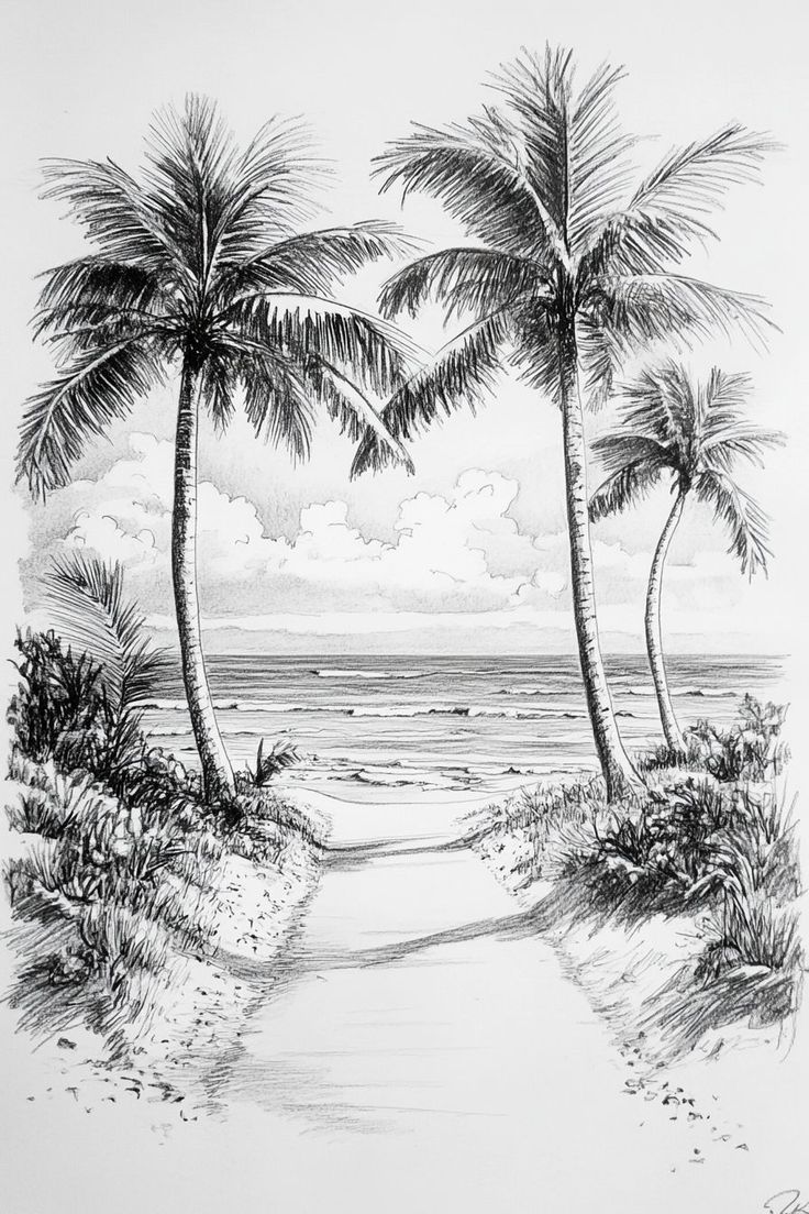 Beach Drawing Ideas For Relaxing And Creative Sketches