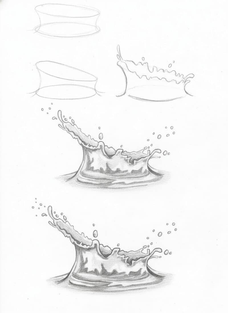 How to Draw a Splash Water: Easy Tutorial | Sky Rye Design
