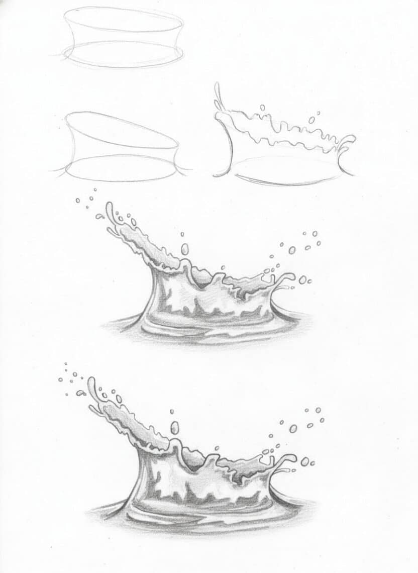 How to Draw a Splash Water: Easy Tutorial | Sky Rye Design