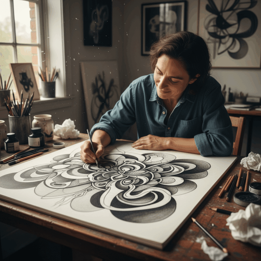 Mastering Black and White Abstract Drawings