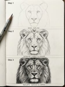 Fun and Detailed Lion Face Drawing Tutorial for You