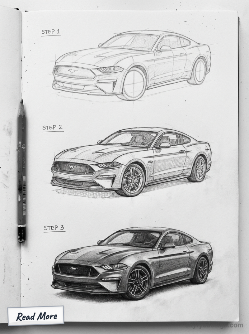 Ford Mustang Drawing: From Basic Shapes to Muscle Car Art