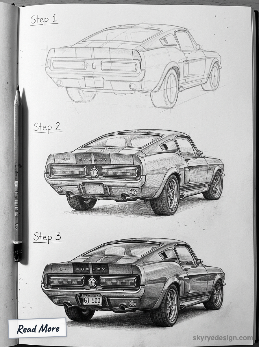 Ford Mustang Drawing: From Basic Shapes to Muscle Car Art