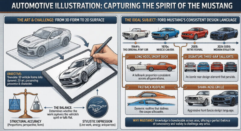 Ford Mustang Drawing: From Basic Shapes to Muscle Car Art
