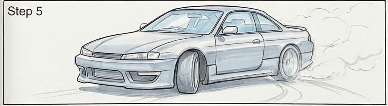 Drift Car Drawing: From Blank Page to Smoke & Stance
