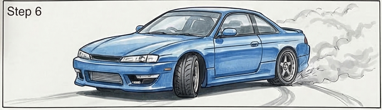 Drift Car Drawing: From Blank Page to Smoke & Stance
