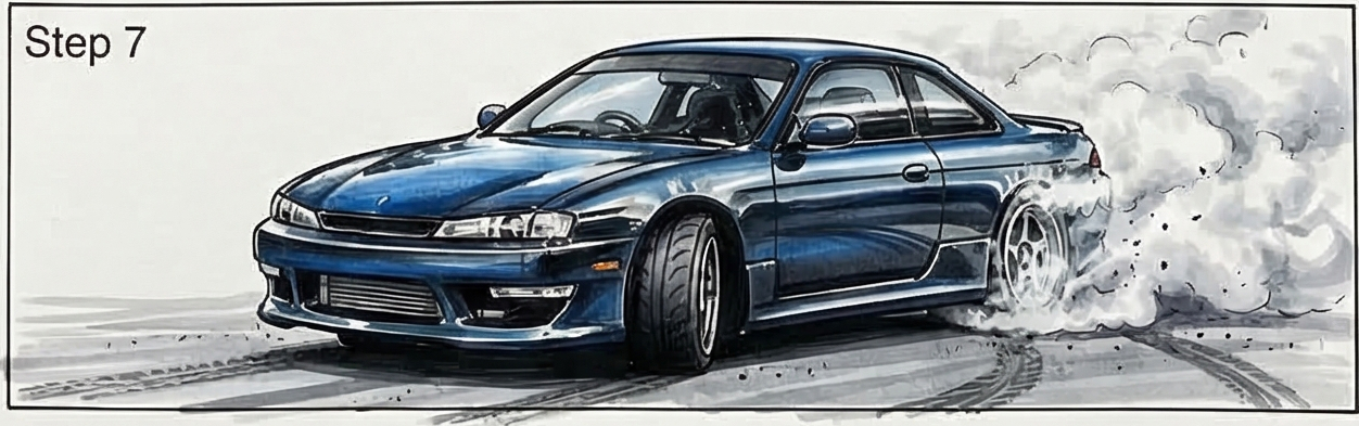 Drift Car Drawing: From Blank Page to Smoke & Stance